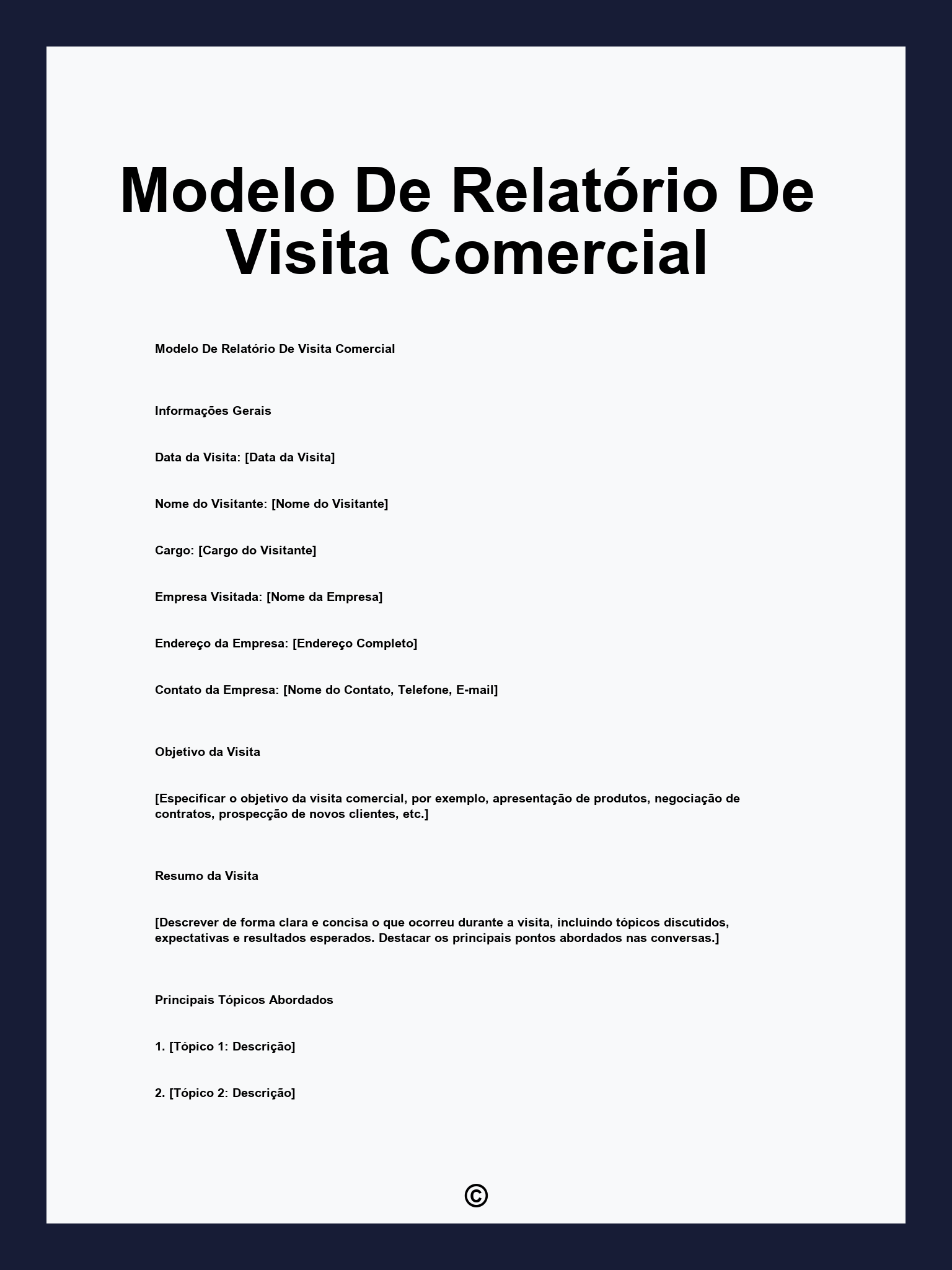 Modelo De Relatório De Visita Comercial