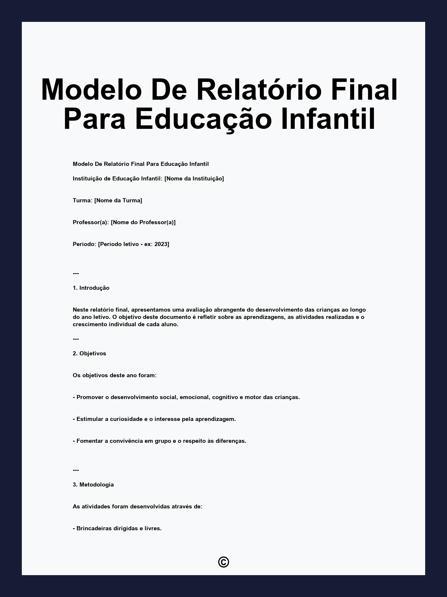 Relatorio Final De Obramodelo De Relatorio Medico